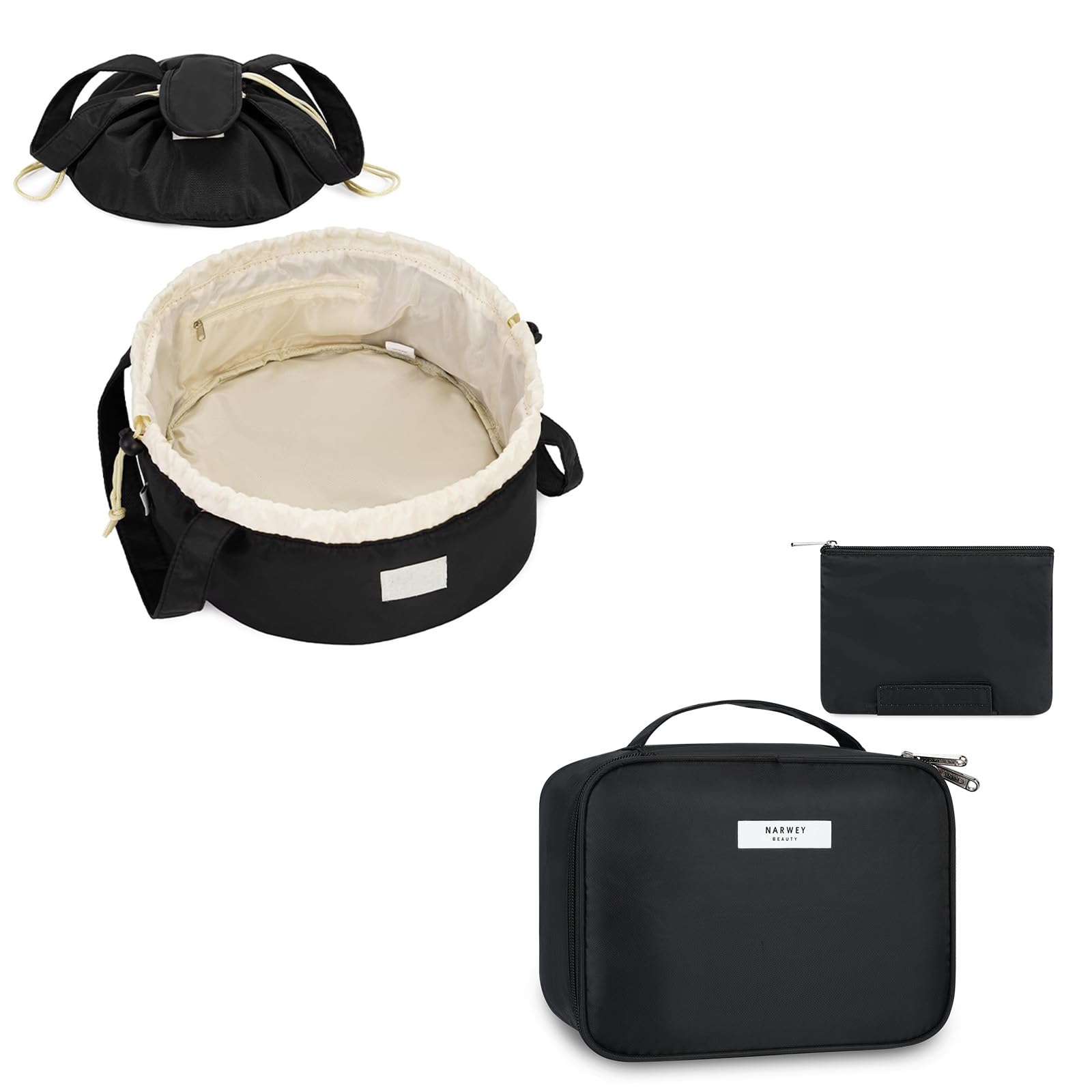 Amazon.com: Barrel Drawstring Makeup Bag With Large Make up Case ...