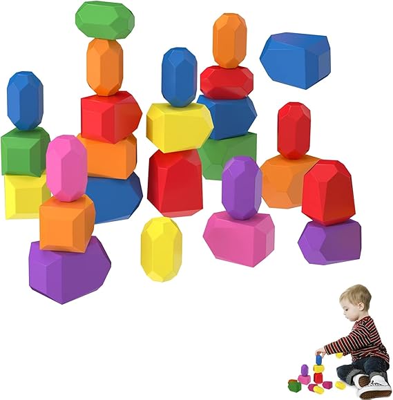 Amazon.com: 26 Pcs Wooden Sorting Stacking Rocks Balancing Stacking ...