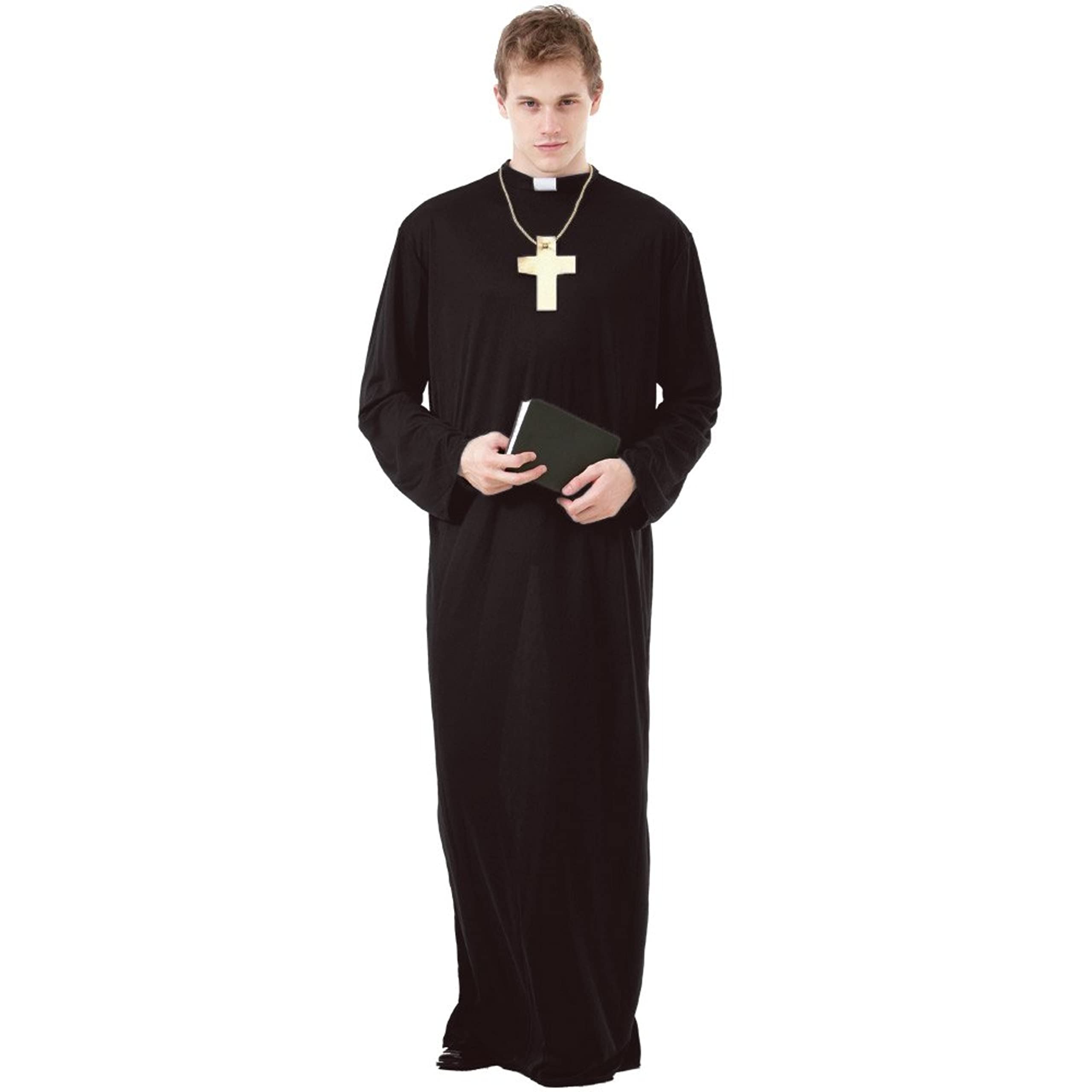 Amazon.com: Prayerful Priest Men’s Halloween Costume - Holy Monk Pastor ...