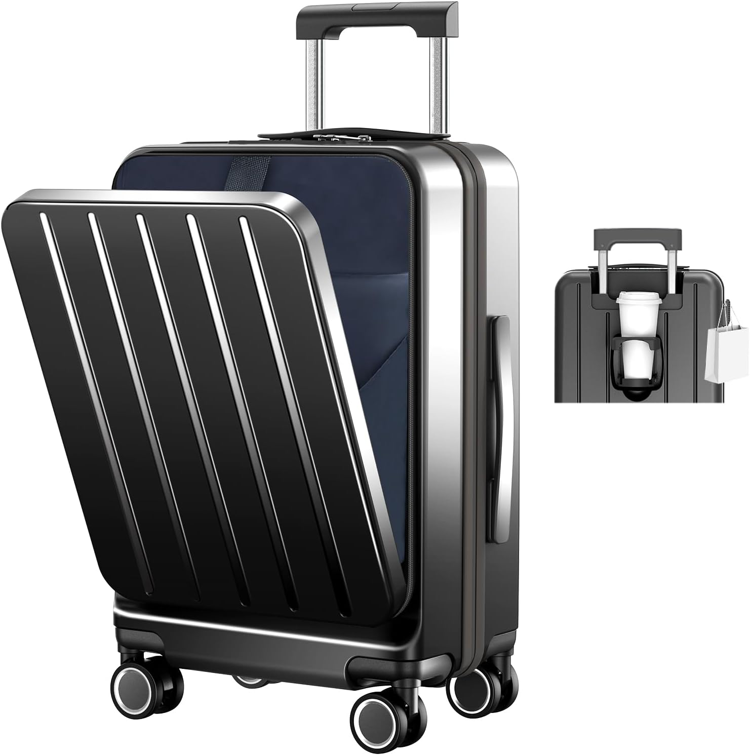 Amazon.co.jp: LAZARA Suitcase, Extendable, Carry Case, Front Opening ...
