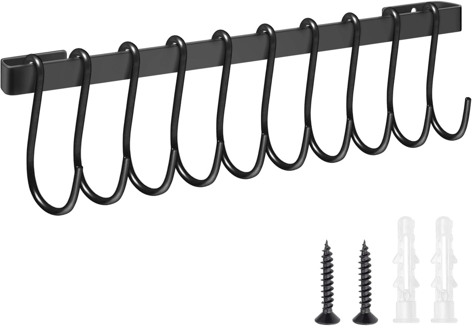 Amazon.com: Pot Rack Kitchen Rail with 10 Hooks, Hanging Pot Rack Wall ...