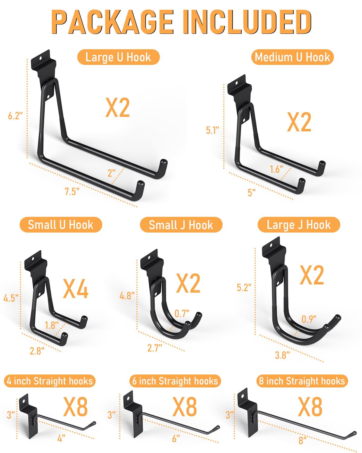 Snapklik.com : 36 Pack Heavy Duty Slatwall Hooks, Black Slatwall Panel ...