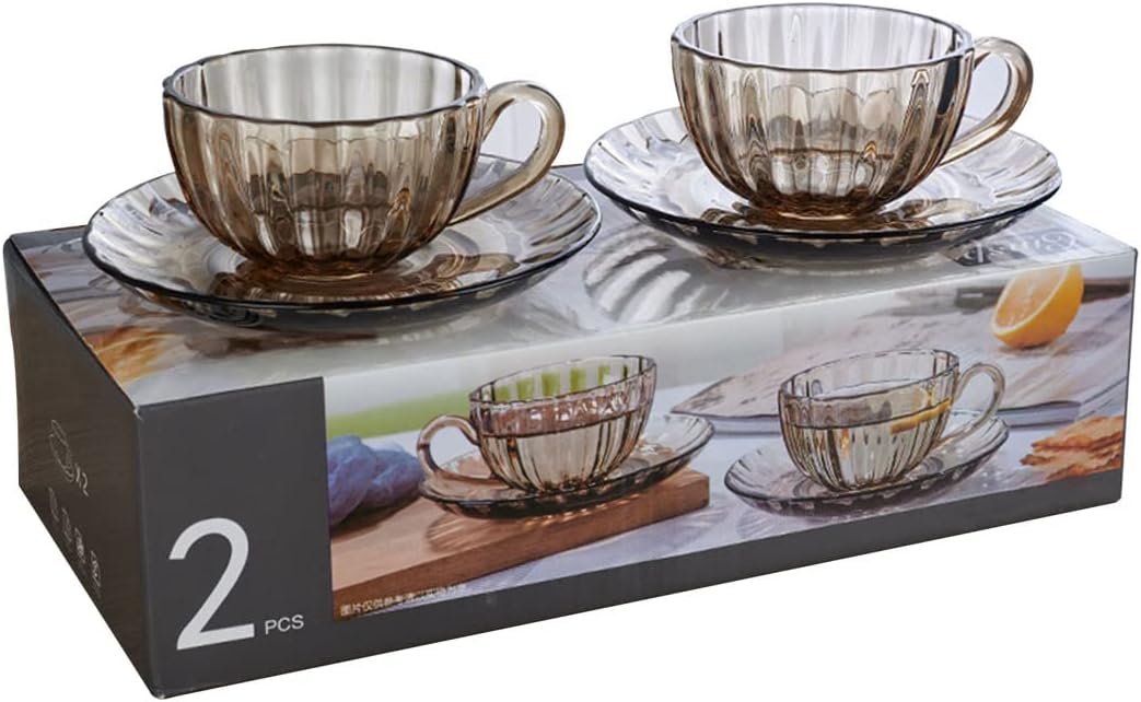 Amazon.com | SOOMILE Espresso Cup Saucer Set, Borosilicate Glass ...