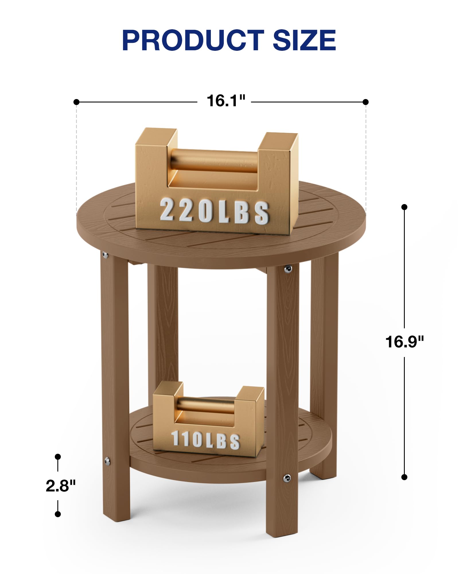 Snapklik.com : YEFU Outdoor Side Table For Patio: 16in HIPS Small Round ...