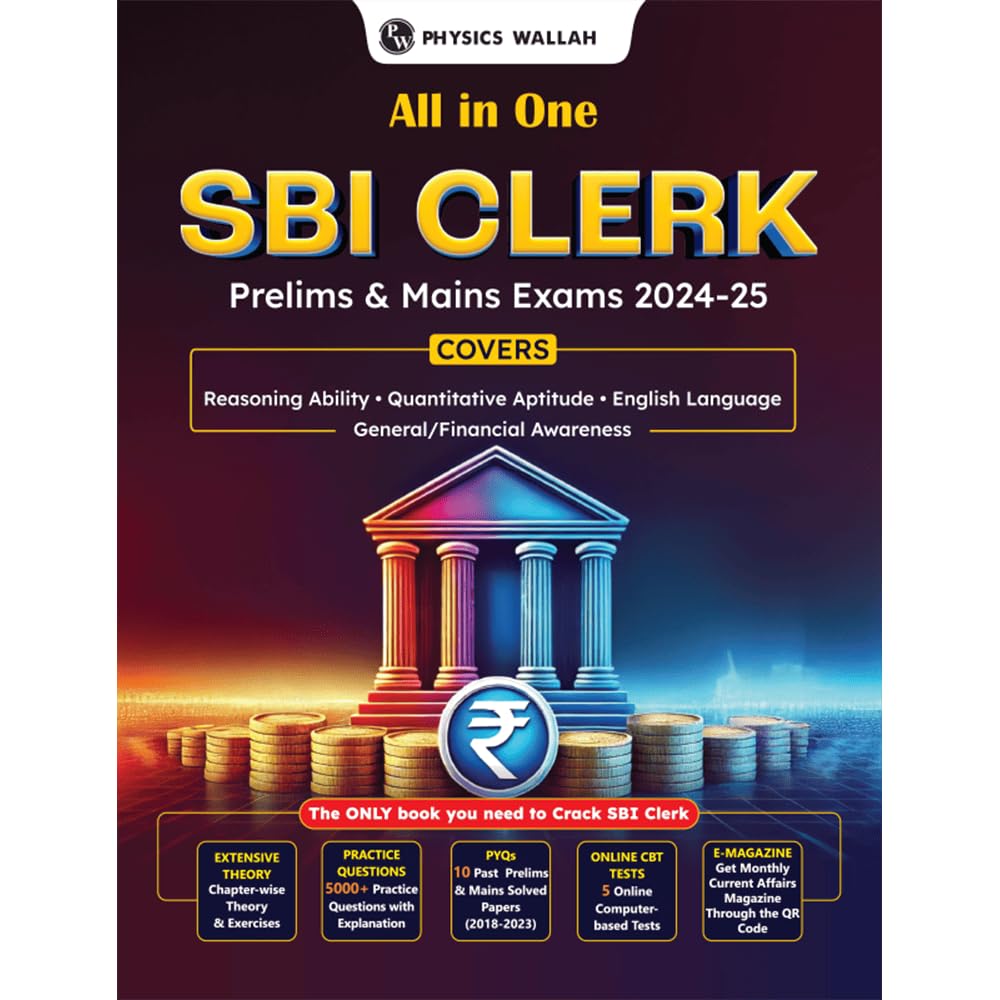 Buy PW All in One SBI Clerk Prelims and Mains 2024-25 Exams | 10 ...