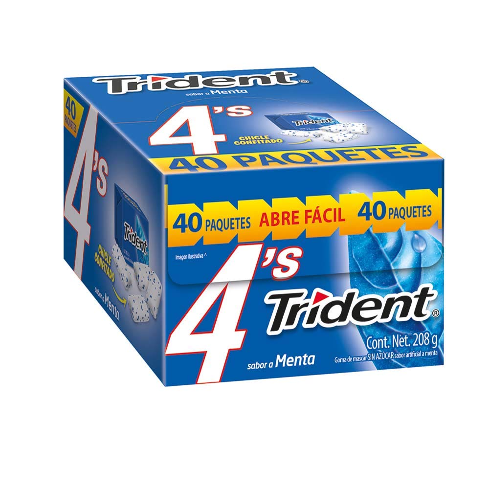Trident 4'S Menta, 208 Gramos : Amazon.com.mx: Alimentos y Bebidas
