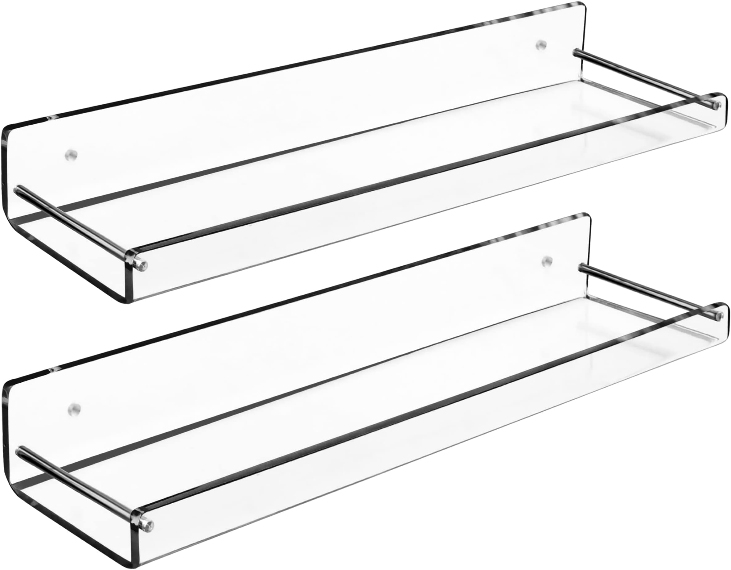 Amazon.com: 15 inch Clear Acrylic Floating Wall Ledge Shelf Display ...