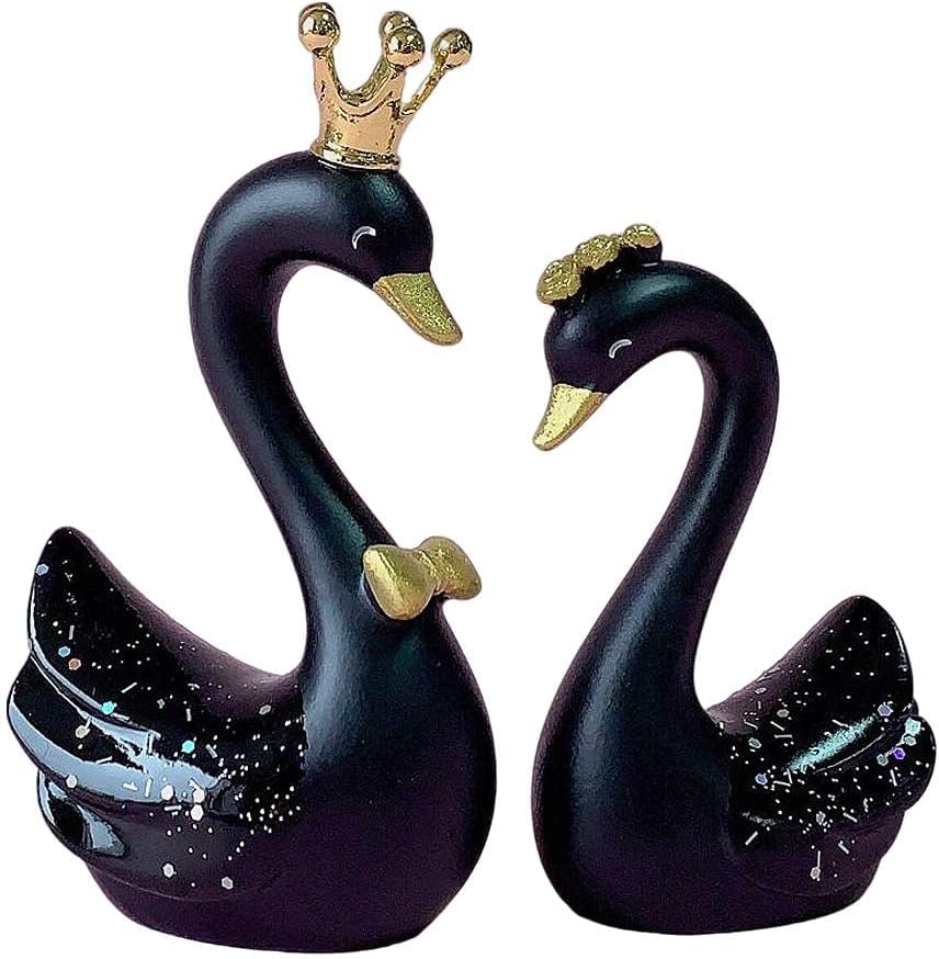Leisurealeaneag Resin Swan Statue Figurines Sculpture Cake Dashboard ...