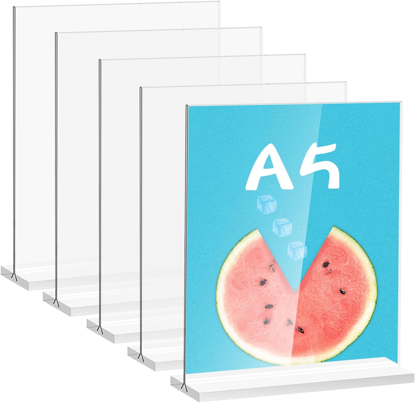 Doafoce 5 Pack Perspex Display Stands A5 Acrylic Sign Holders Plastic ...