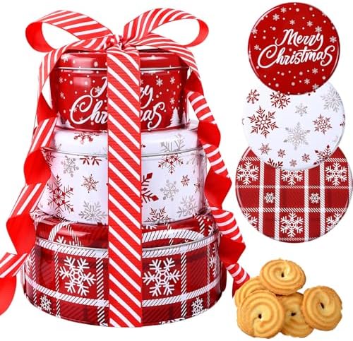 Amazon.com: Steel Mill & Co Tin Containers with Lids, 3 Pack Christmas ...