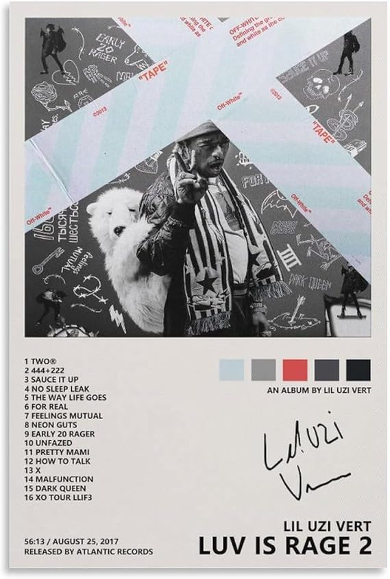 Amazon.com: Lil Uzi Vert Poster Luv Is Rage 2 Canvas Poster Unframe ...