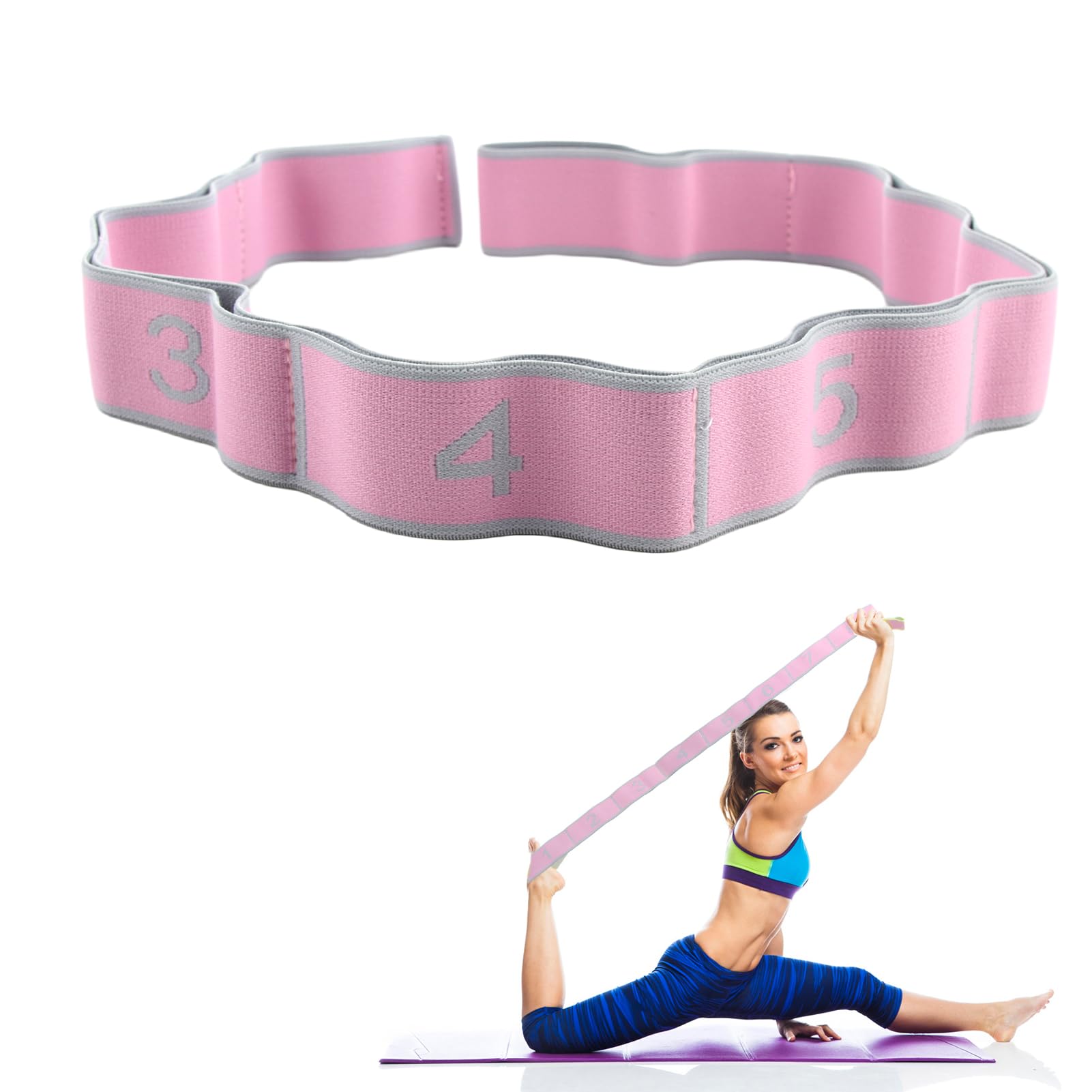 Children's Yoga Strap 2-Pack Kids Stretching Straps - 8 Loop Yoga Dance ...