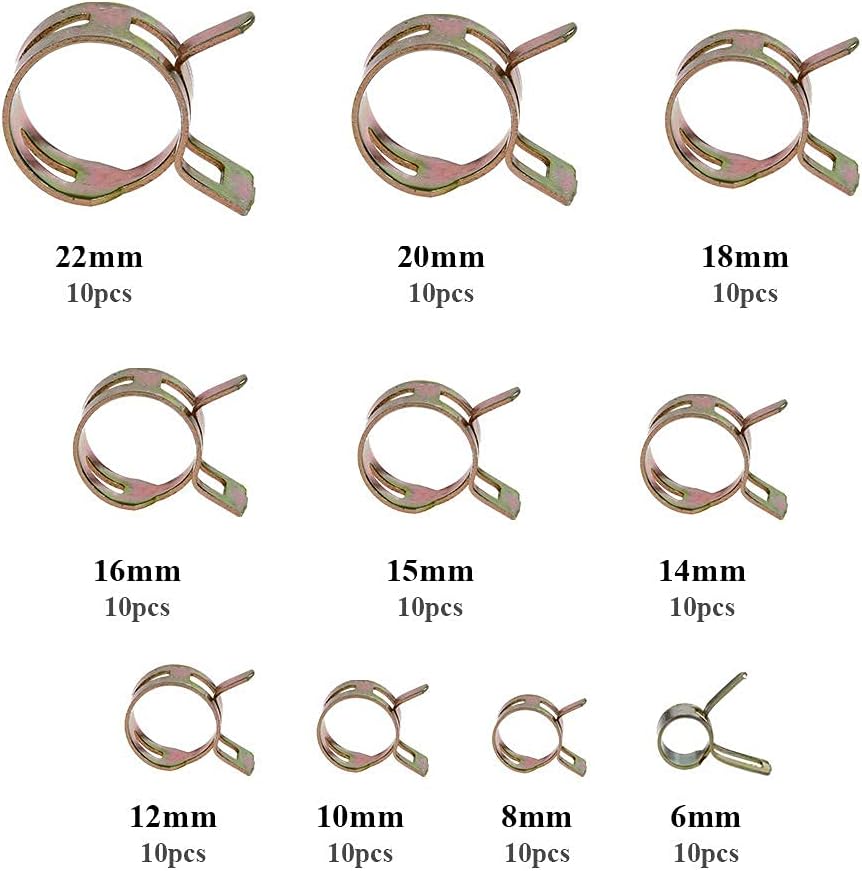 DODODIY Spring Hose Clamps 100pcs Fuel line Spring Clamp Silicone ...