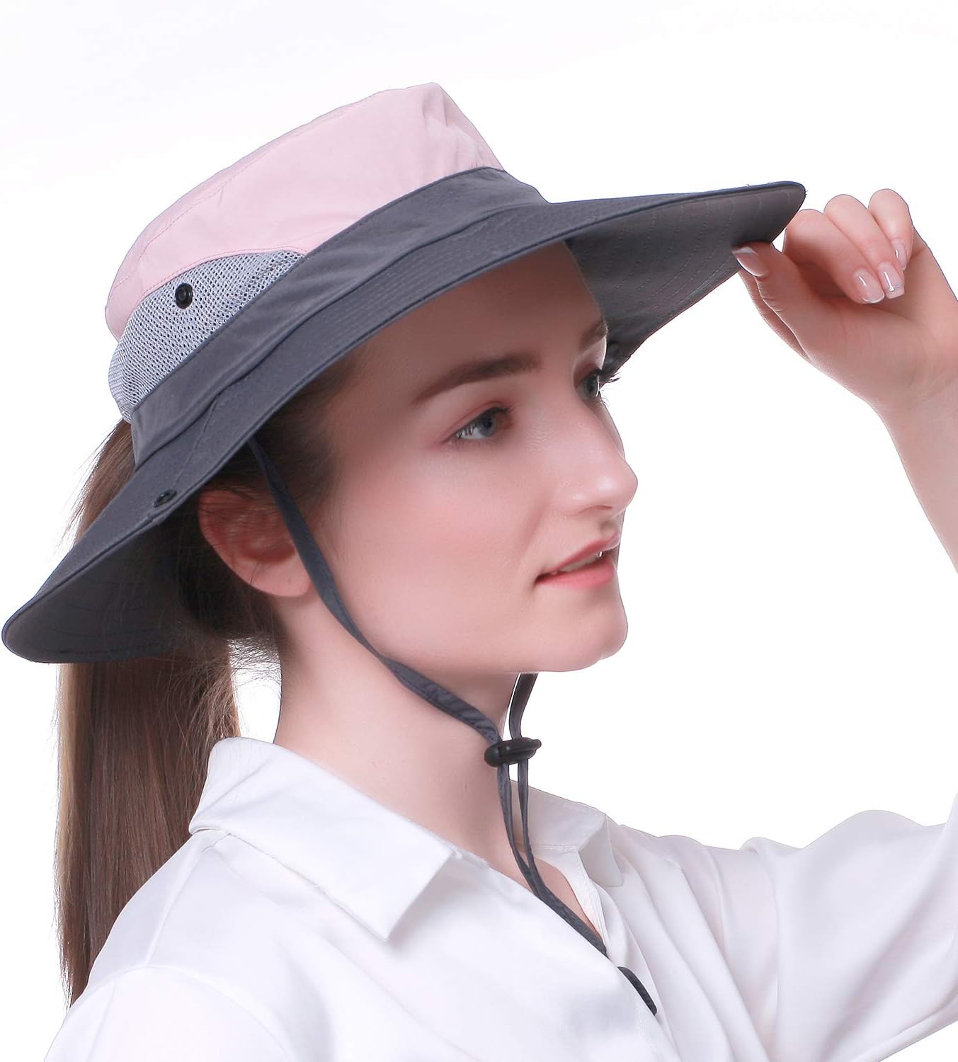 Coindivi Ponytail Sun Hats for Women Summer Sun UV Protection Bucket Hats Foldable Mesh Wide ...