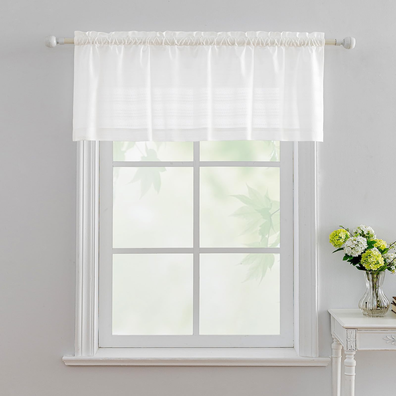 Amazon.com: White Valances for Windows Semi Sheer Kitchen Valance ...