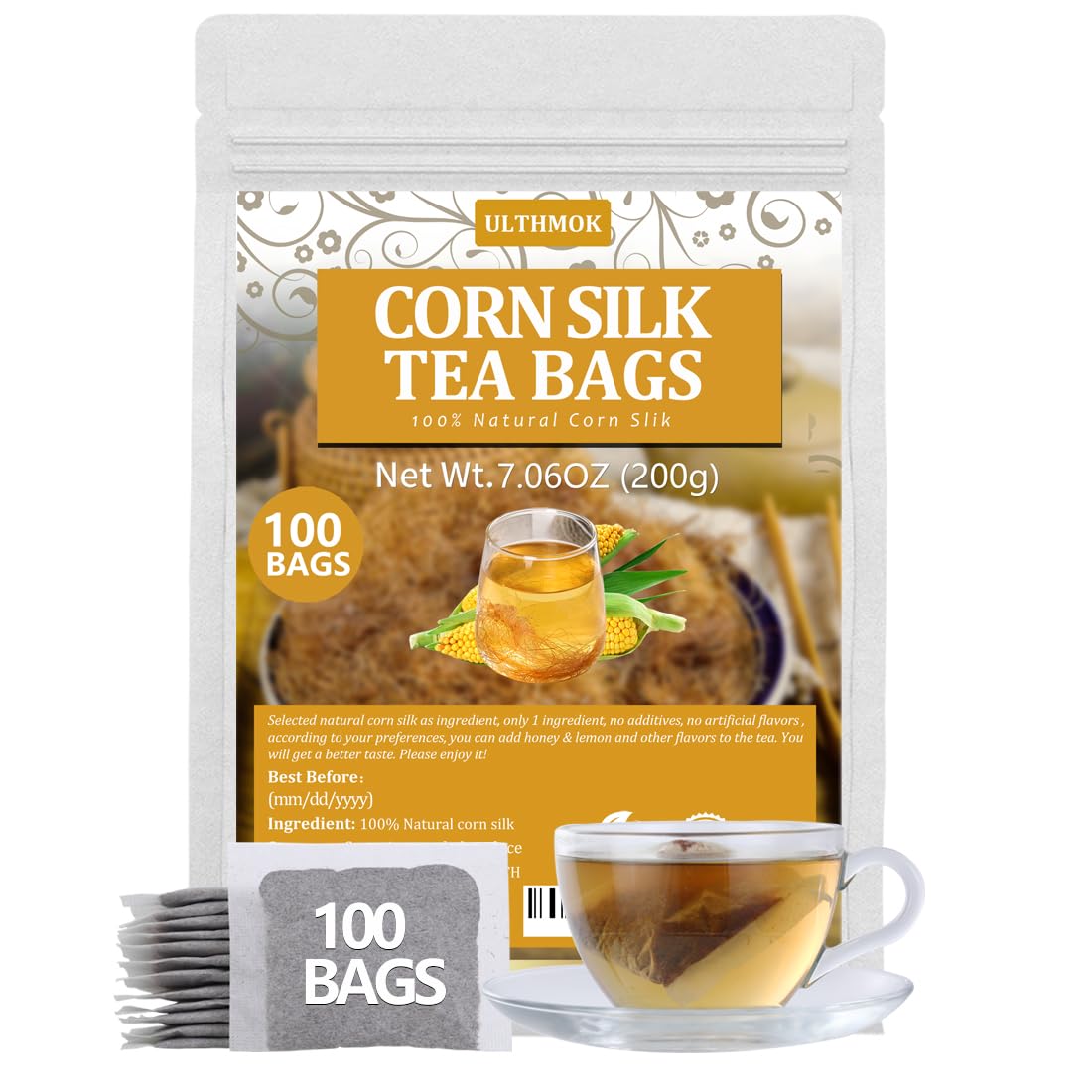 Snapklik.com : 100 Premium Corn Silk Tea Bags, Made