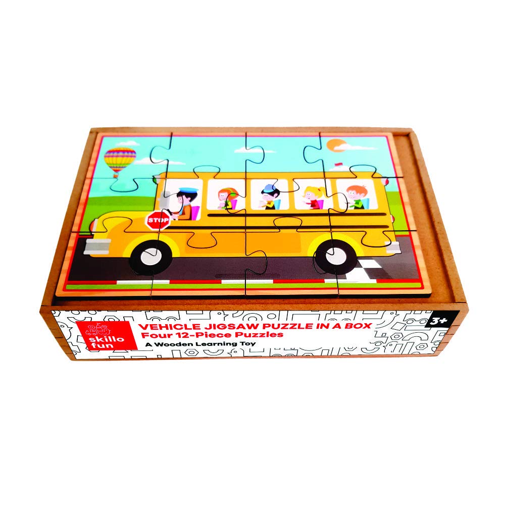 Buy Skillofun Wooden Vehicle Jigsaw Puzzles in a Box (4 Puzzles ...