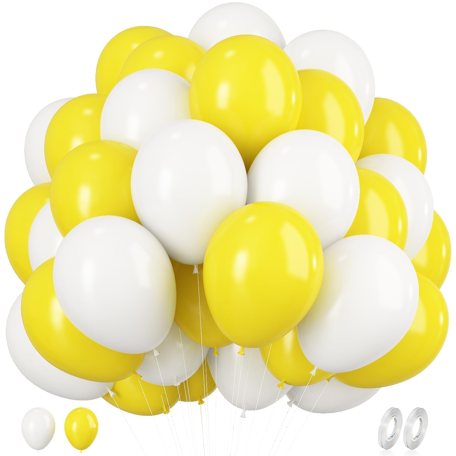 Amazon.com: Yellow and White Balloons, 60pcs 12 Inch Yellow White ...