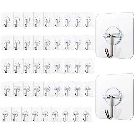 Amazon.com: Adhesive Hooks 40 Pack 22lb(Max) Adhesive Wall Hooks, Heavy ...