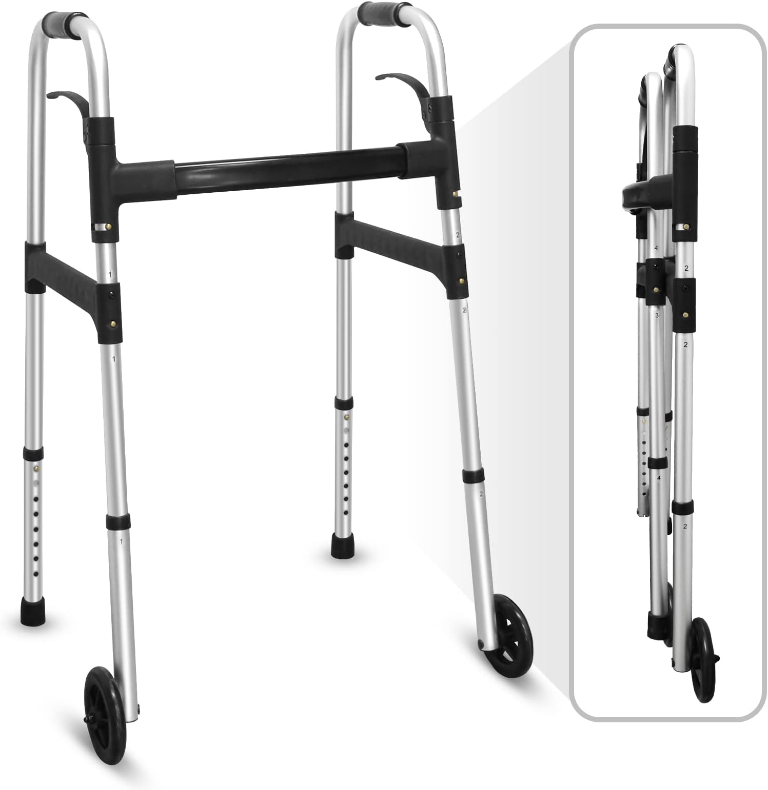 Amazon.com: Nurhome Compact Folding Walker with Trigger Release and 5 ...