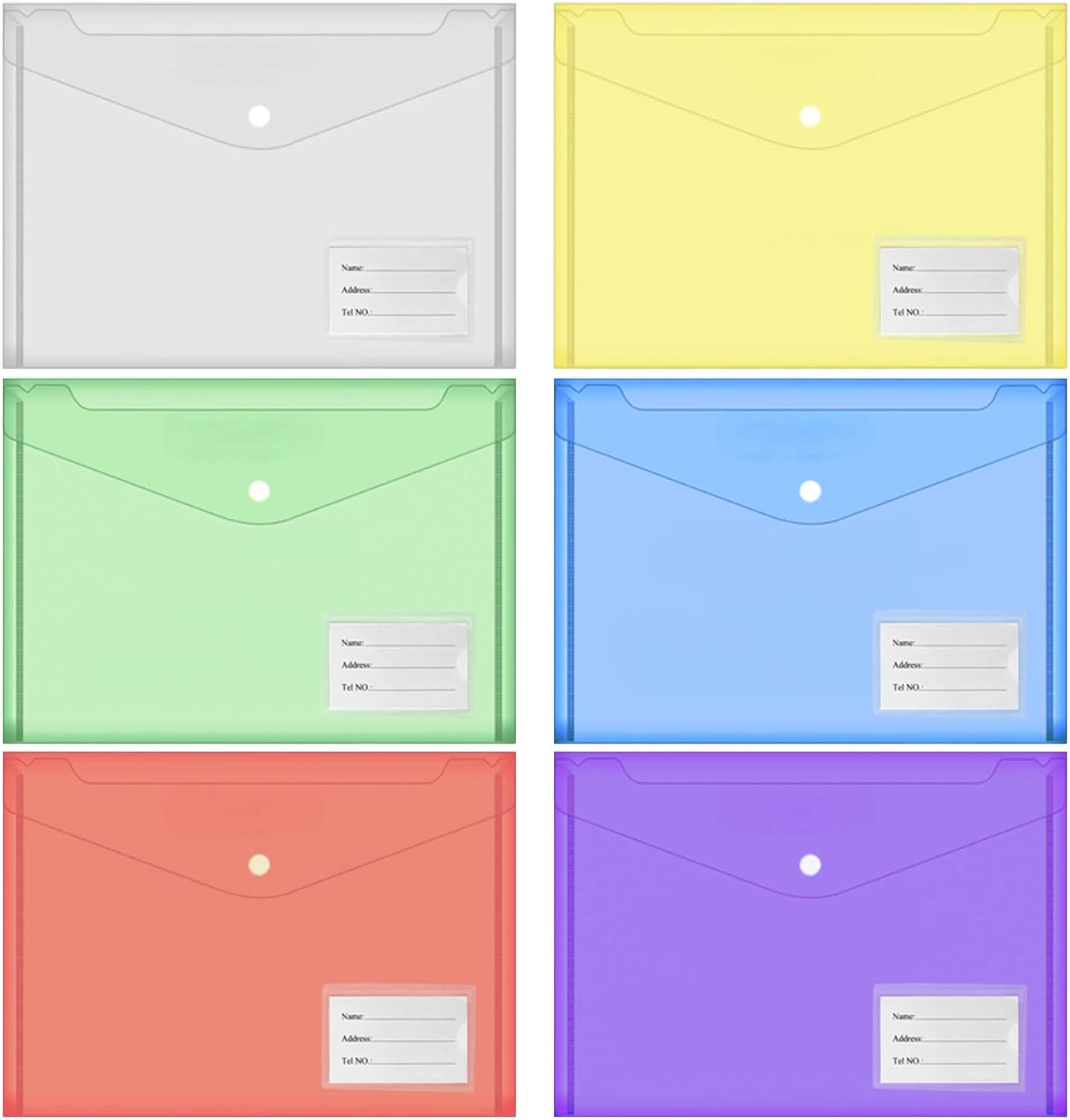 MerryNine 30 Pack Plastic Envelopes Wallets, A4 Size Document Folder ...