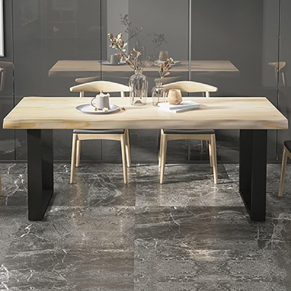 Wood Table, XINDAR Industrial Pine Wood Dining Table Rectangle Table ...