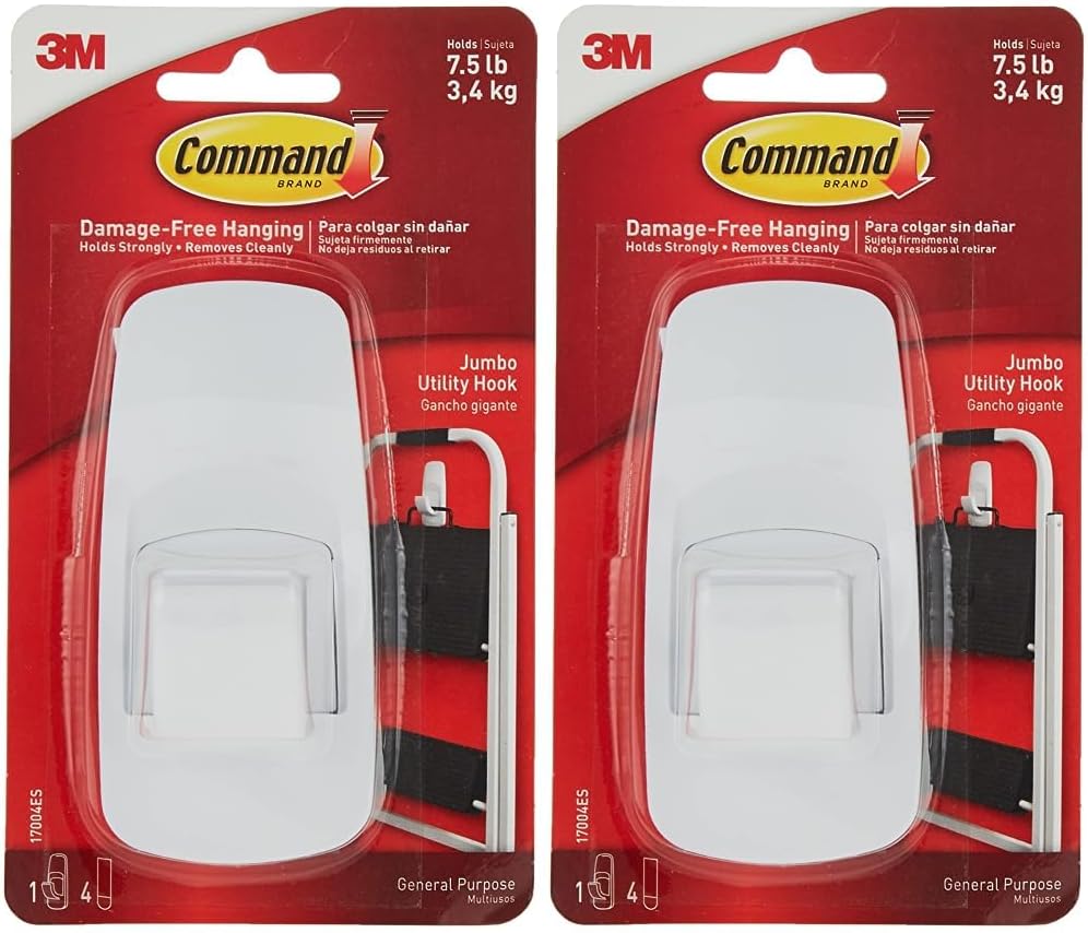 Command Jumbo Utility Hooks, Damage Free Hanging Wall Hooks with ...