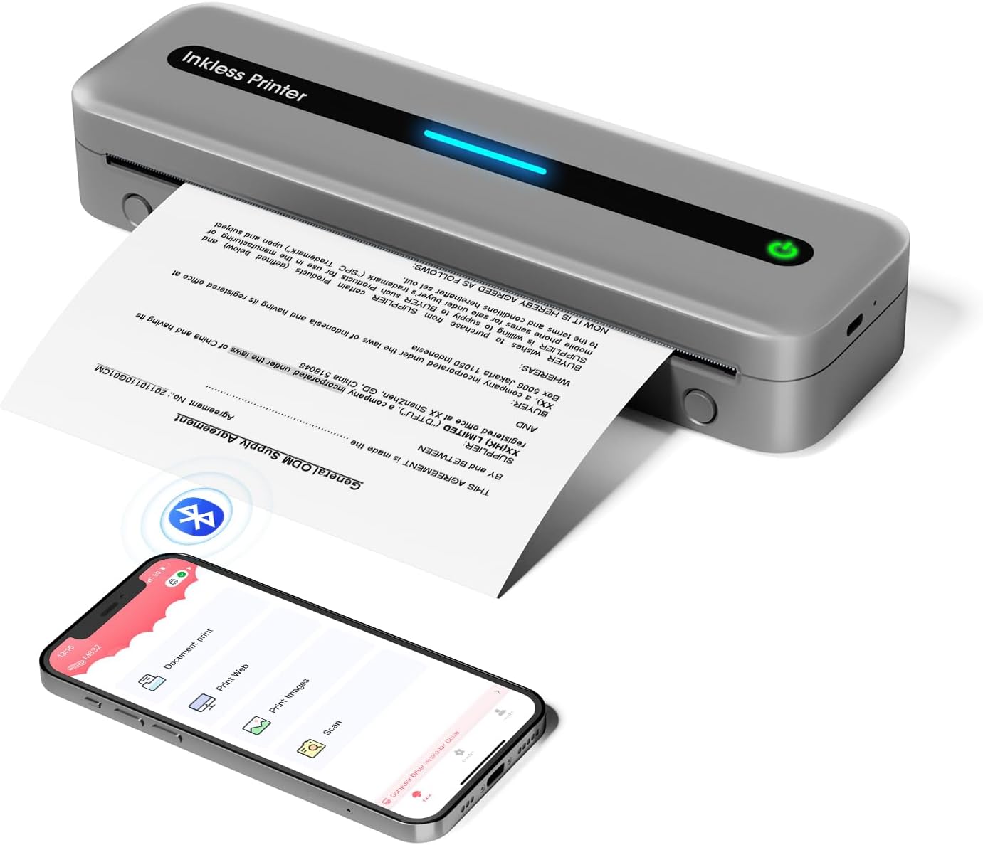 ASprink Mobiler Drucker, M832 Bluetooth Thermodrucker für A4/110mm/80mm/53mm/US-Letter ...