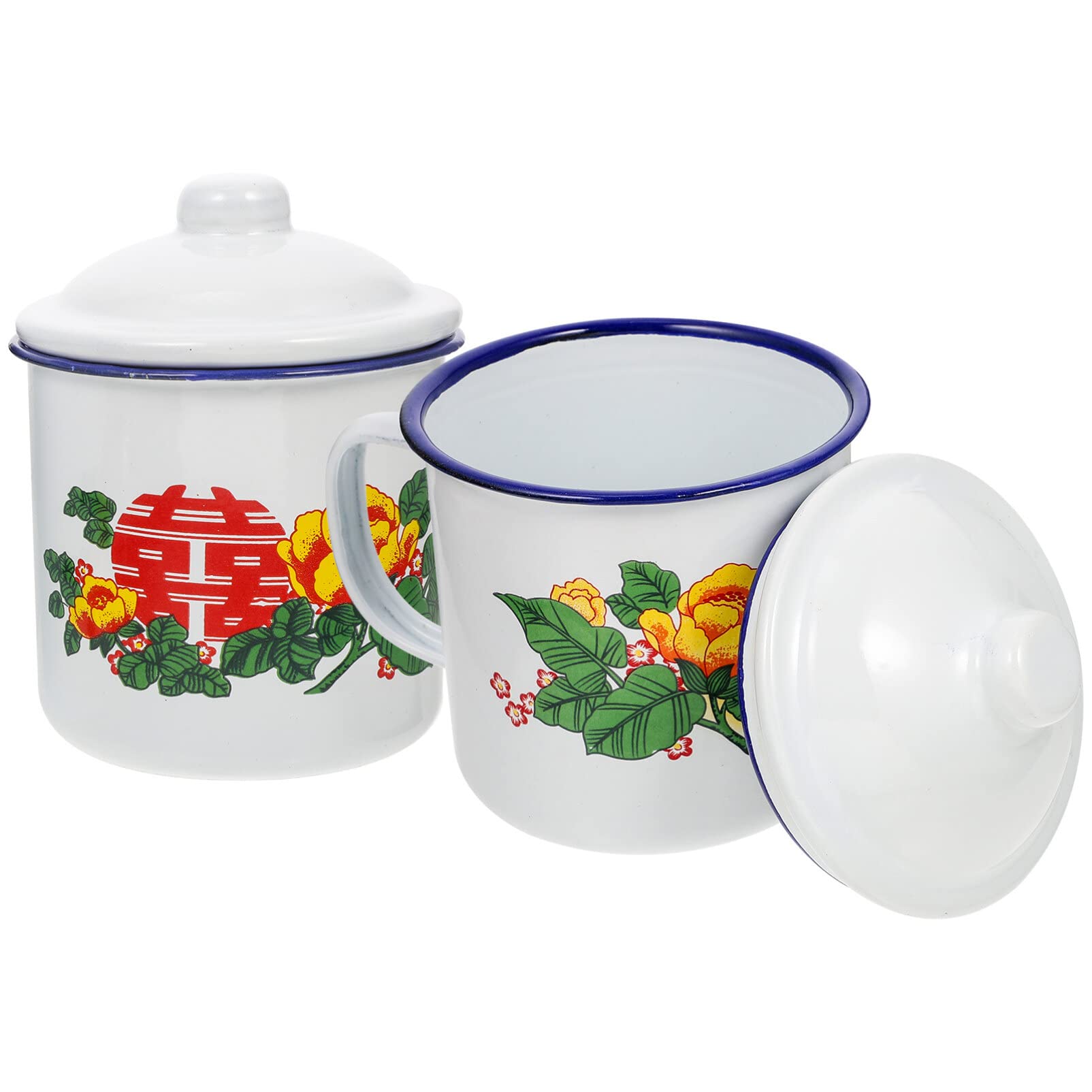 Amazon.com | Enamel Camping Mug Enamelware Coffee Mug 2pcs: Vintage ...