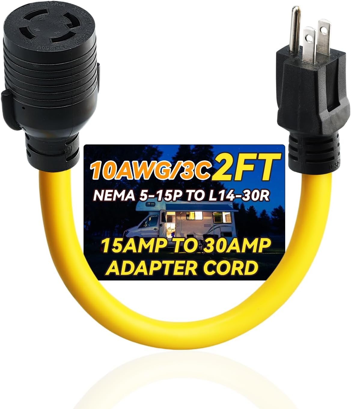 Amazon.com: HAPINYOU NEMA 5-15P to L14-30R Generator Adapter with 2FT ...