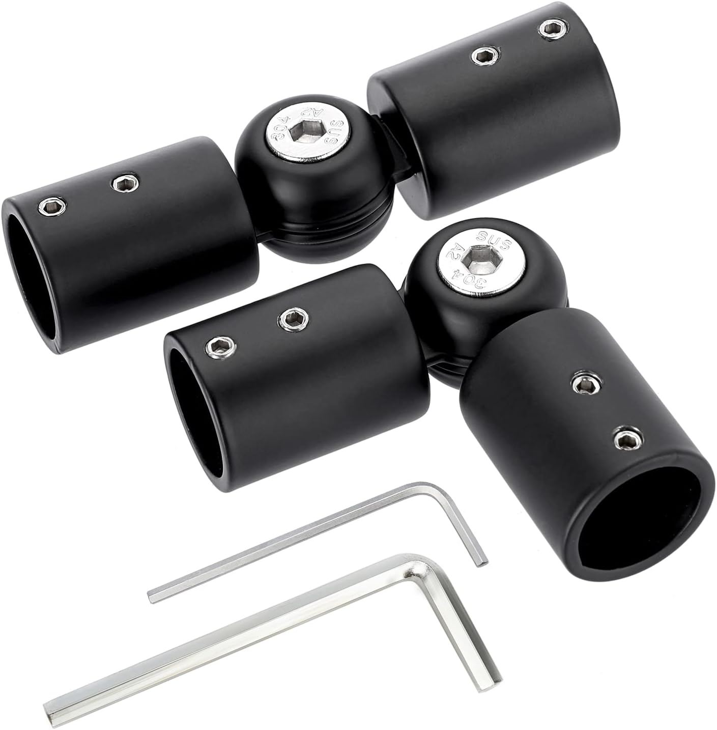 2 x 28mm Black Bay Window Curtain Pole Elbow Joint Connector : Amazon ...