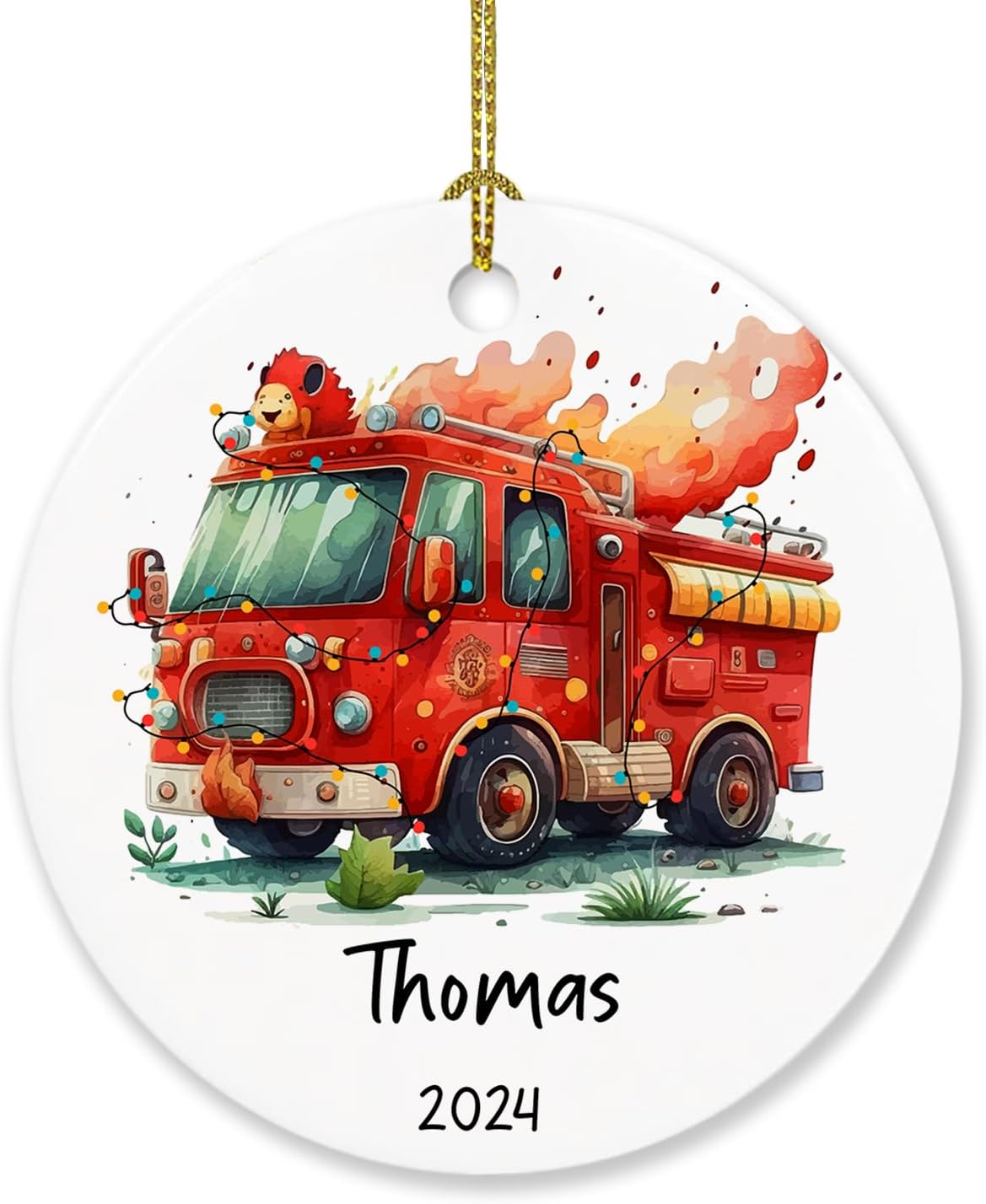 Amazon.com: Personalized Fire Engine Truck Christmas Ornament 2024 ...