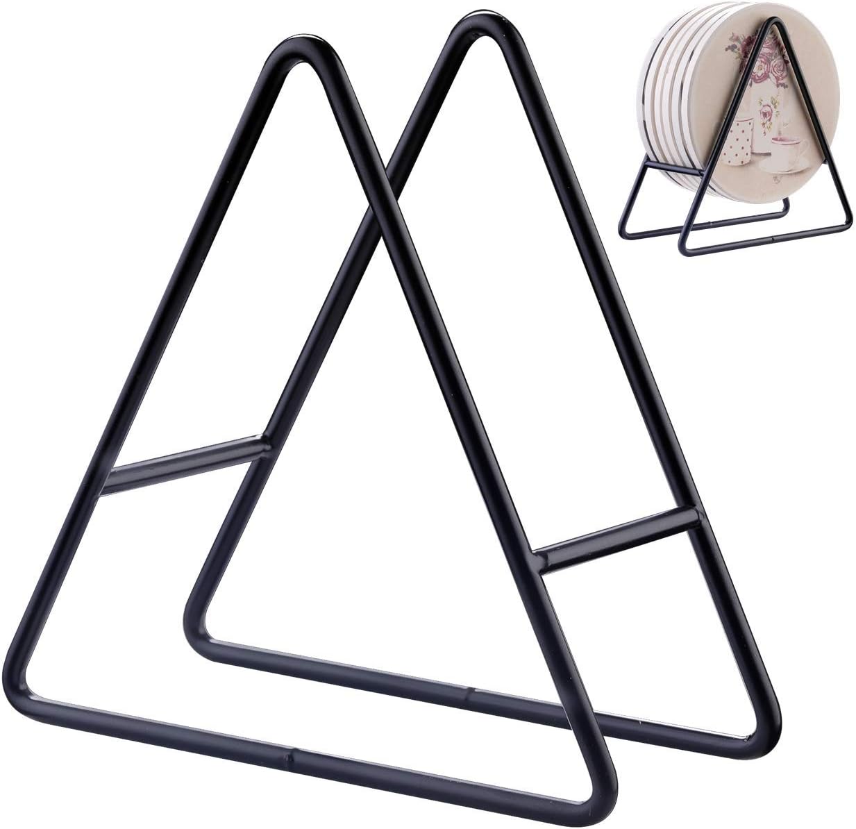Amazon.com: ROJOSER 2PC Triangle Coaster Holder Black Iron Metal Holder ...