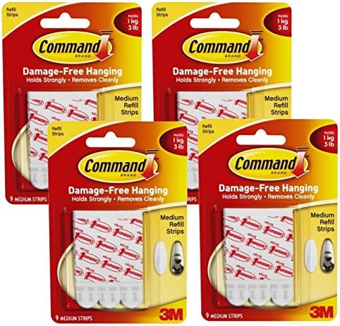 Amazon.com: Command Medium Mounting Refill Strips, 9-Strip , Pack of 4 ...