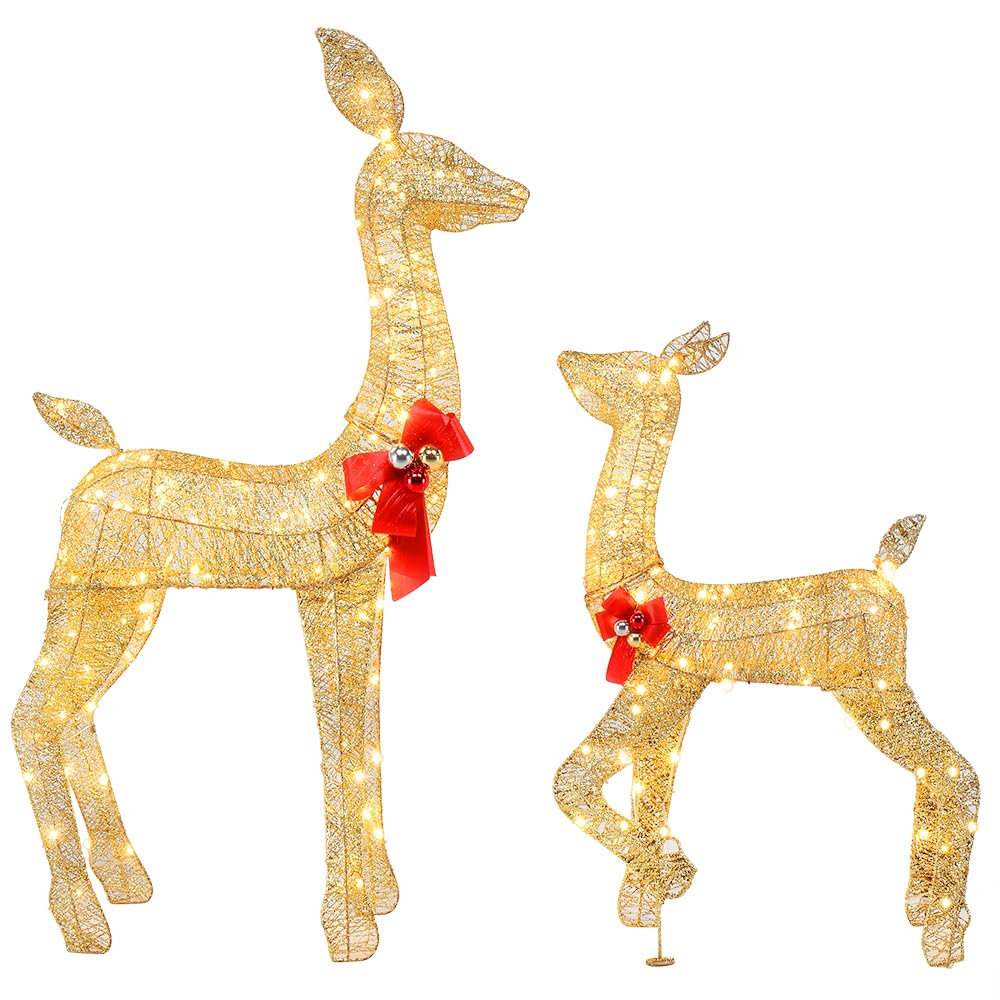 Light Up Reindeer Family, 2 Pieces Garden Christmas Figure Decorations ...