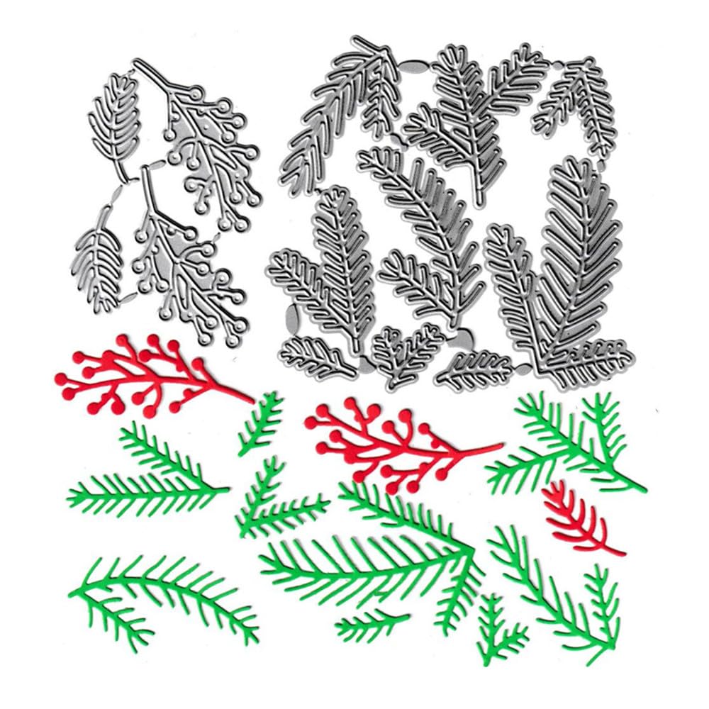 Amazon.com: Pine Needle Leaves Cutting Dies, Holly Berries Die Cuts ...