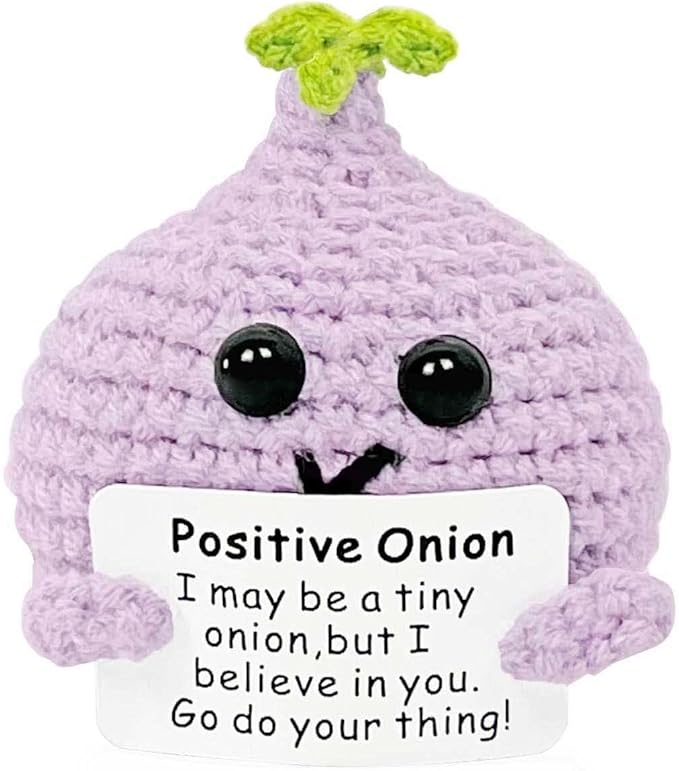 Amazon.com: Krinisou Positive Crochet Onion, Emotional Support Onion with Inspirational Card ...