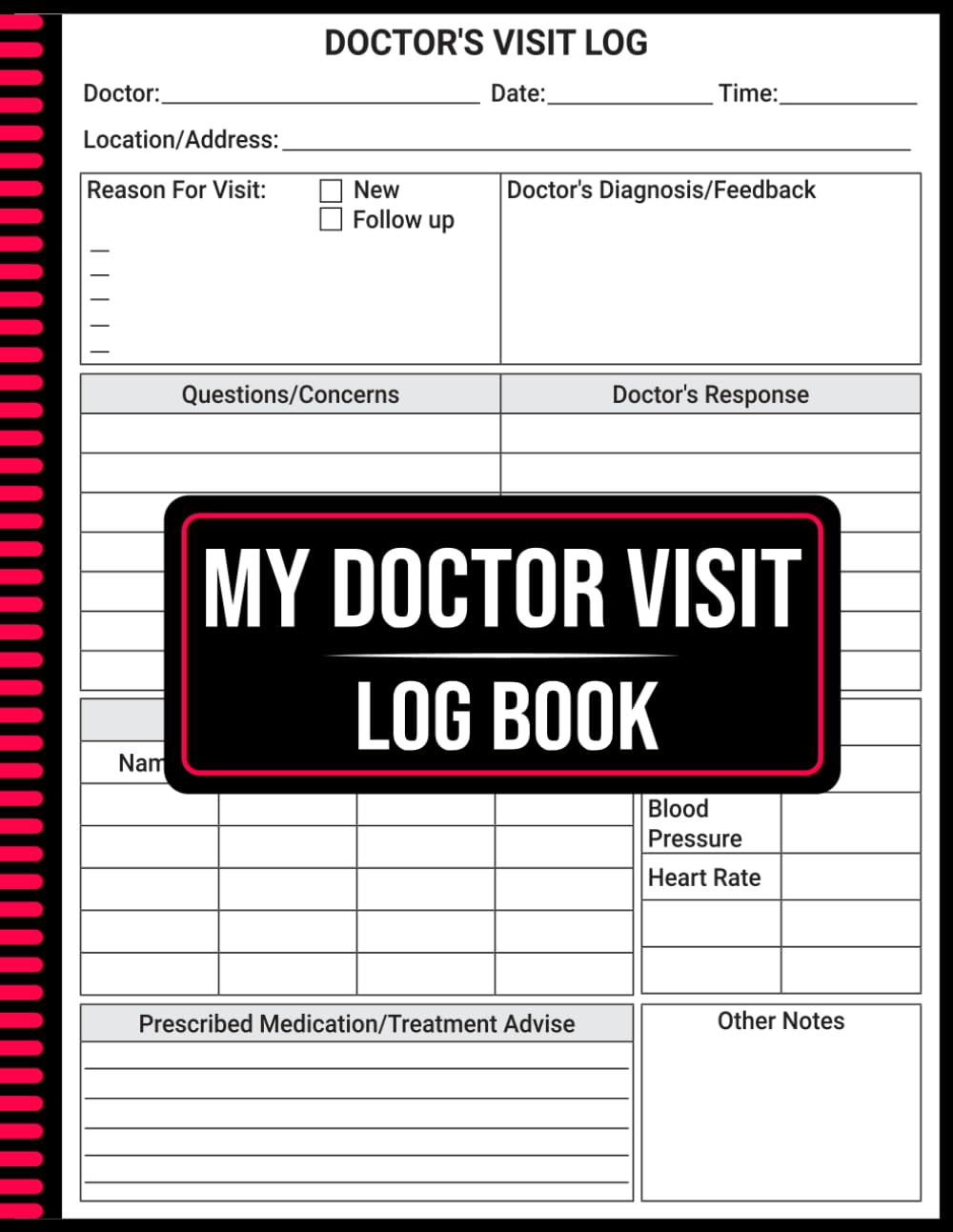 My Doctor Visit Log Book: Organize Appointments Treatments and ...