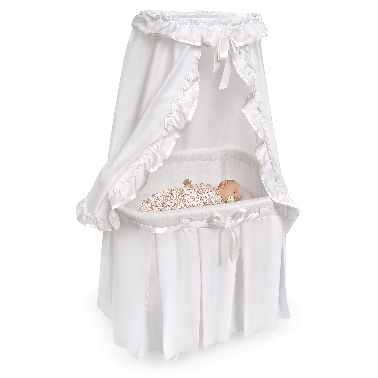 Amazon.com : Badger Basket Majesty Baby Bassinet w/Canopy-White Bedding ...