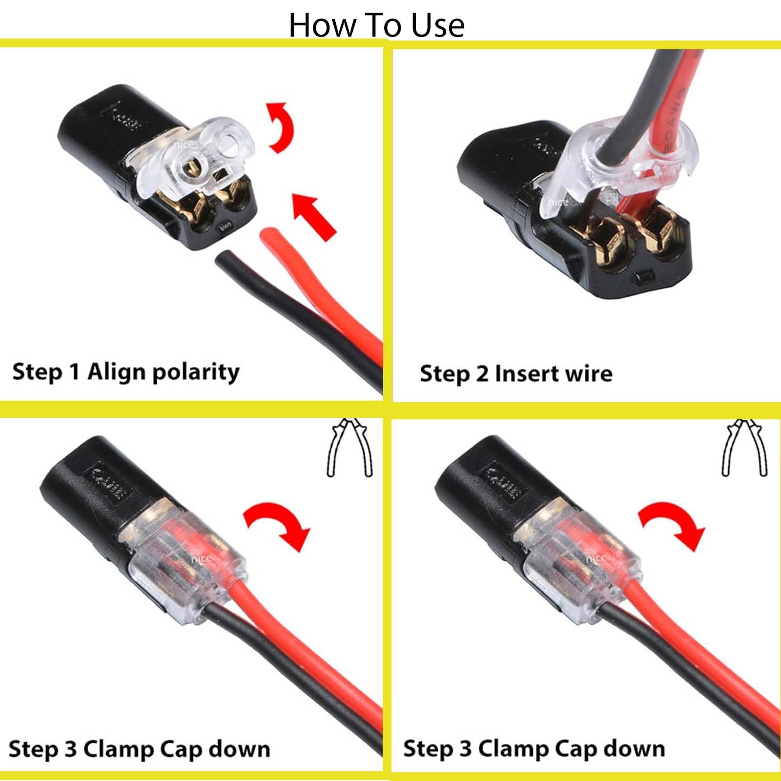 Wire Connectors, 20Pcs Quick Dual Wire Terminal Block, 2 Pin Peel-free ...