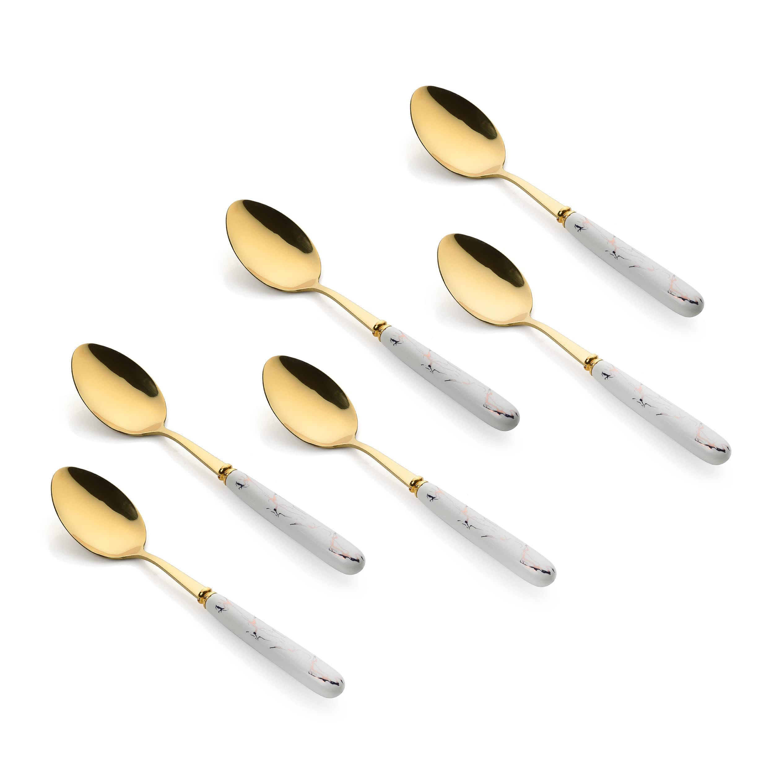 MGeezz Golden Stainless Steel Spoon Set for Home Kitchen & Restaurant ...