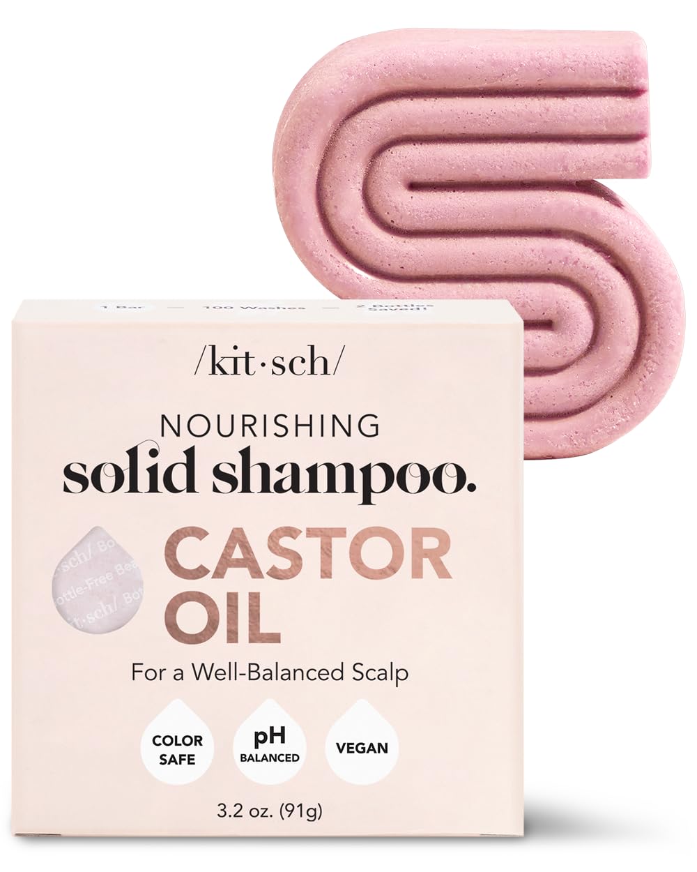 Kitsch Castor Oil Shampoo Bar for Hair Hydration & Moisturizing | Vegan ...