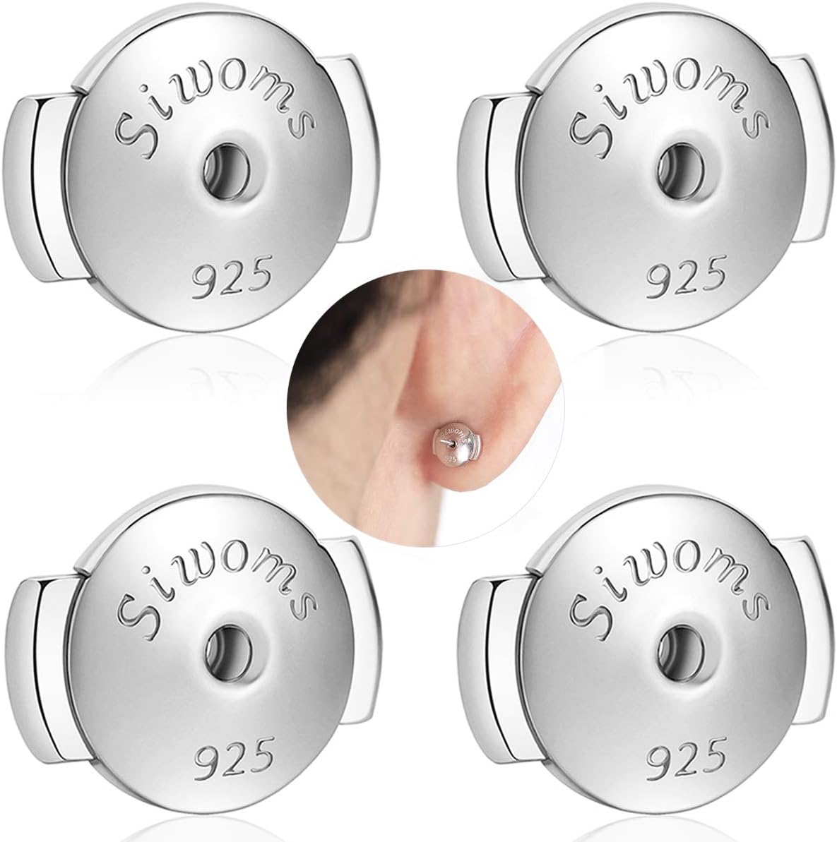 Amazon.com: 2-Pairs Locking Earring Backs for Studs - 18K White Gold ...