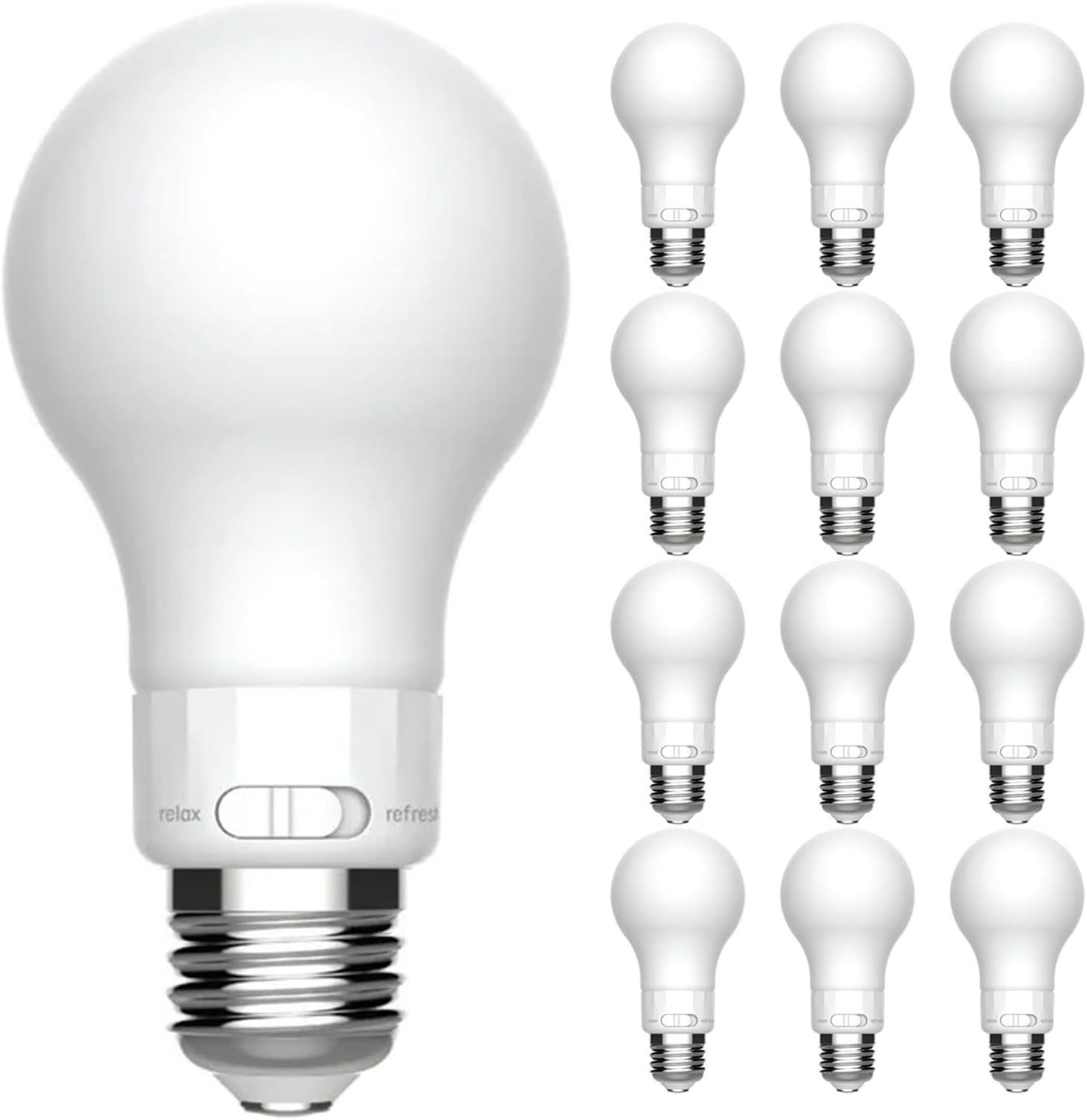 GE A19 LED Bulbs, 60W Equivalent, 2CCT Color Select Relax Soft White ...