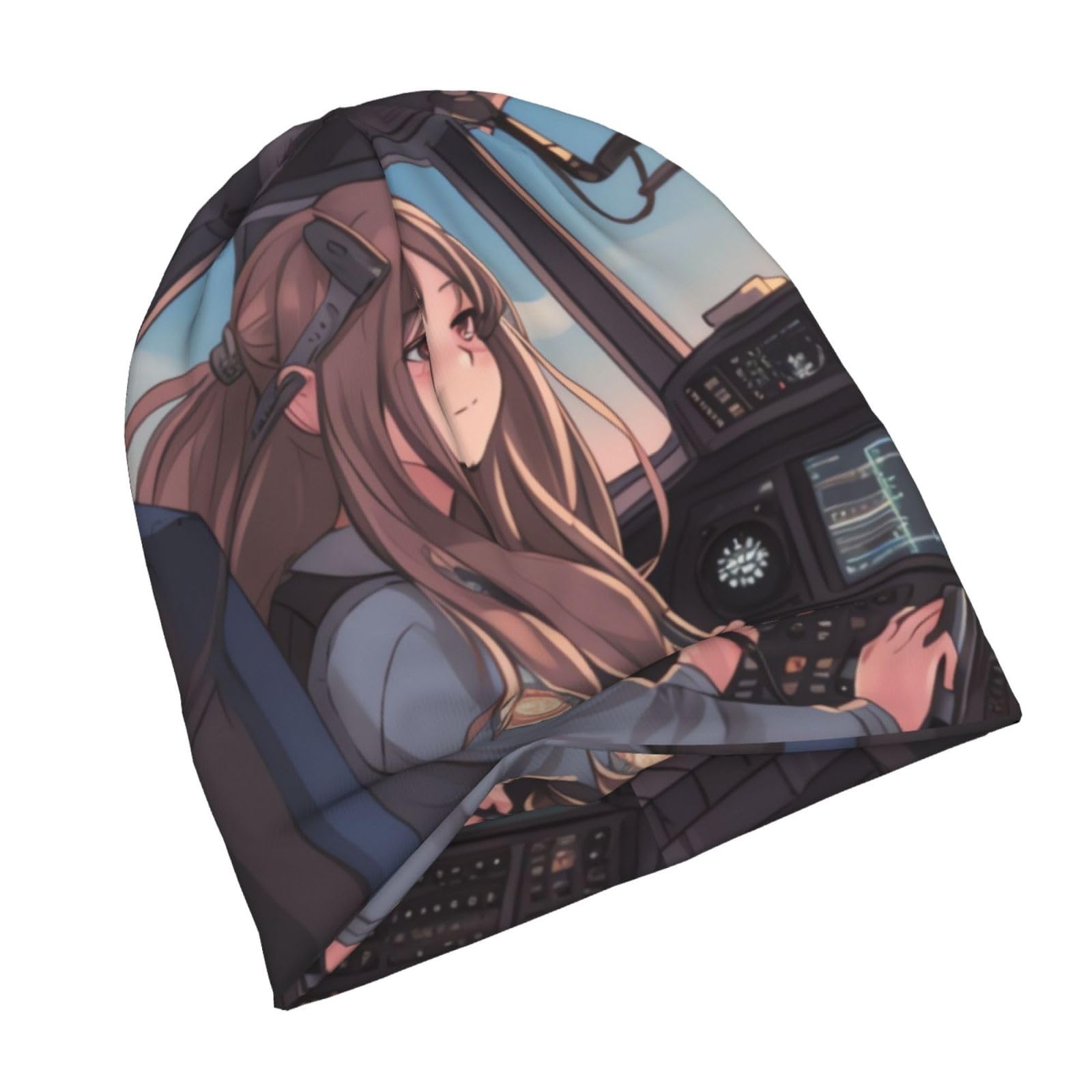 여성 남성을 위한 슬라우치 비니 모자 비행기 조종석 비니 겨울 니트 모자 따뜻한 스컬 캡 소프트 스키 모자 블랙 Kr