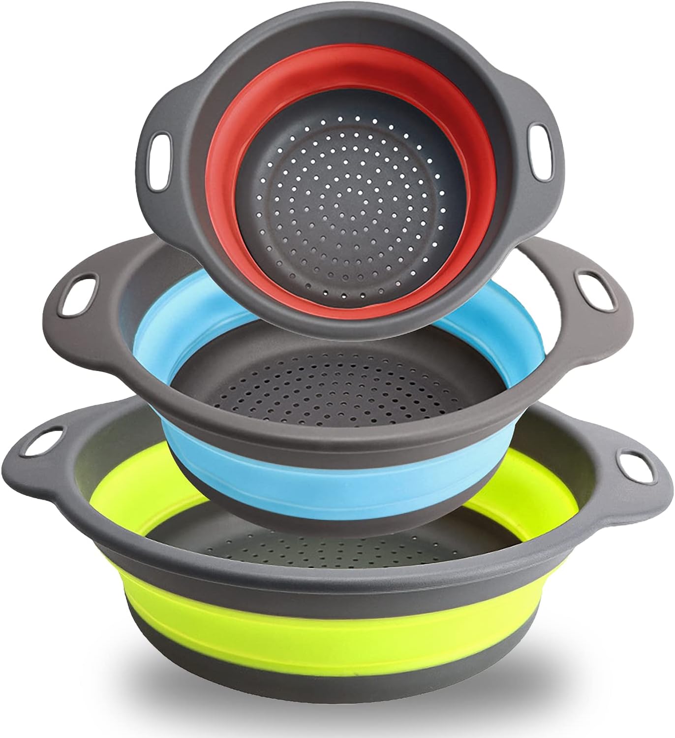 Amazon.com: Miao xin Foldable Silicone Large Food Strainer Set (3 ...