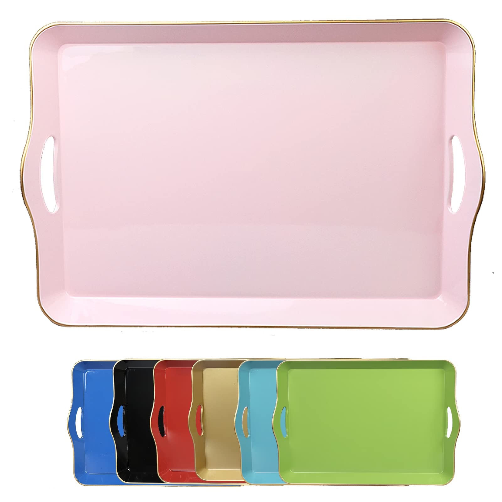 Amazon.com: Leemxiiny Pink Decorative Tray for Coffee Table with ...