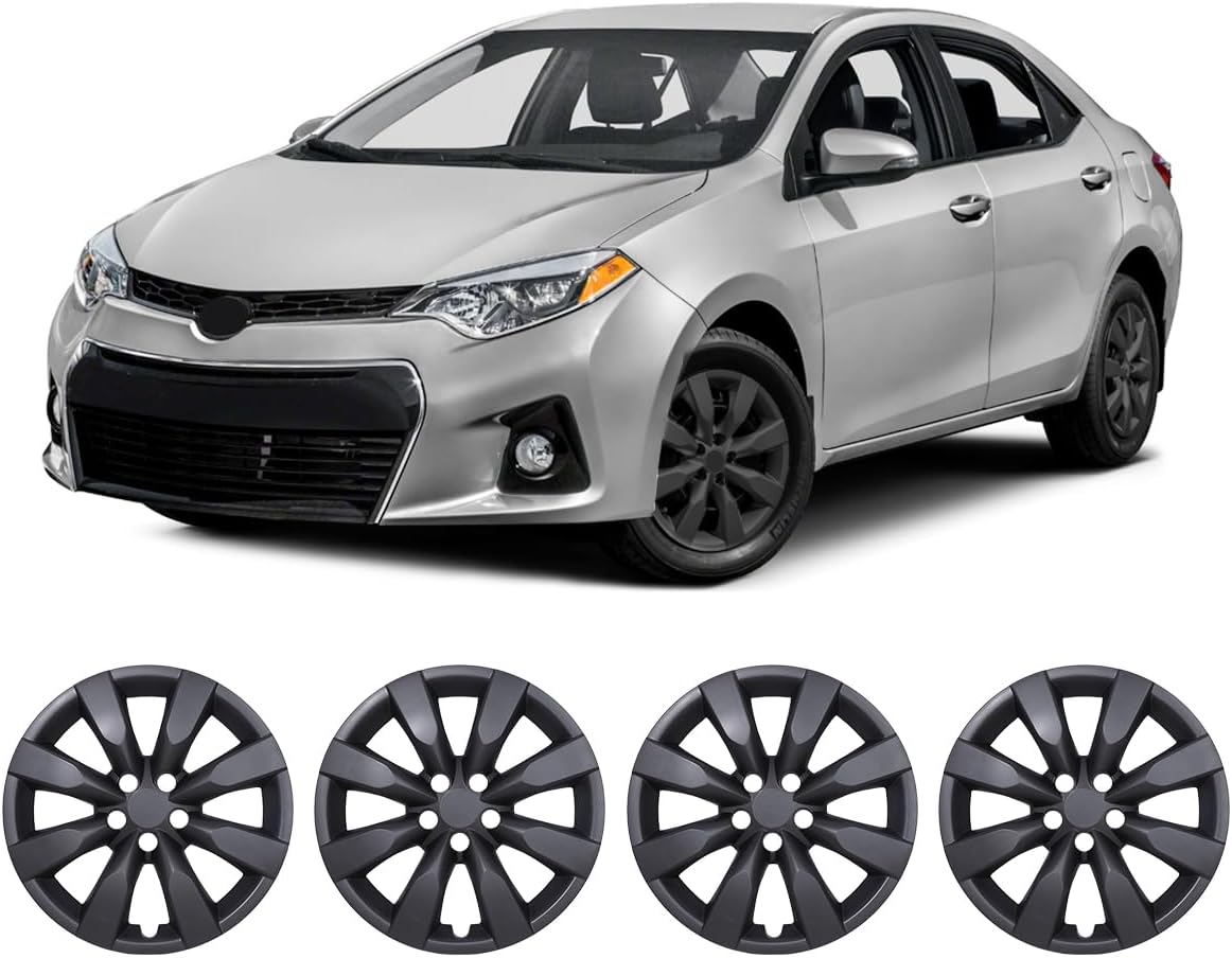 Amazon.com: 16 Inch Hubcaps Set of 4 Matte Black Wheel Rims Cover R16 ...