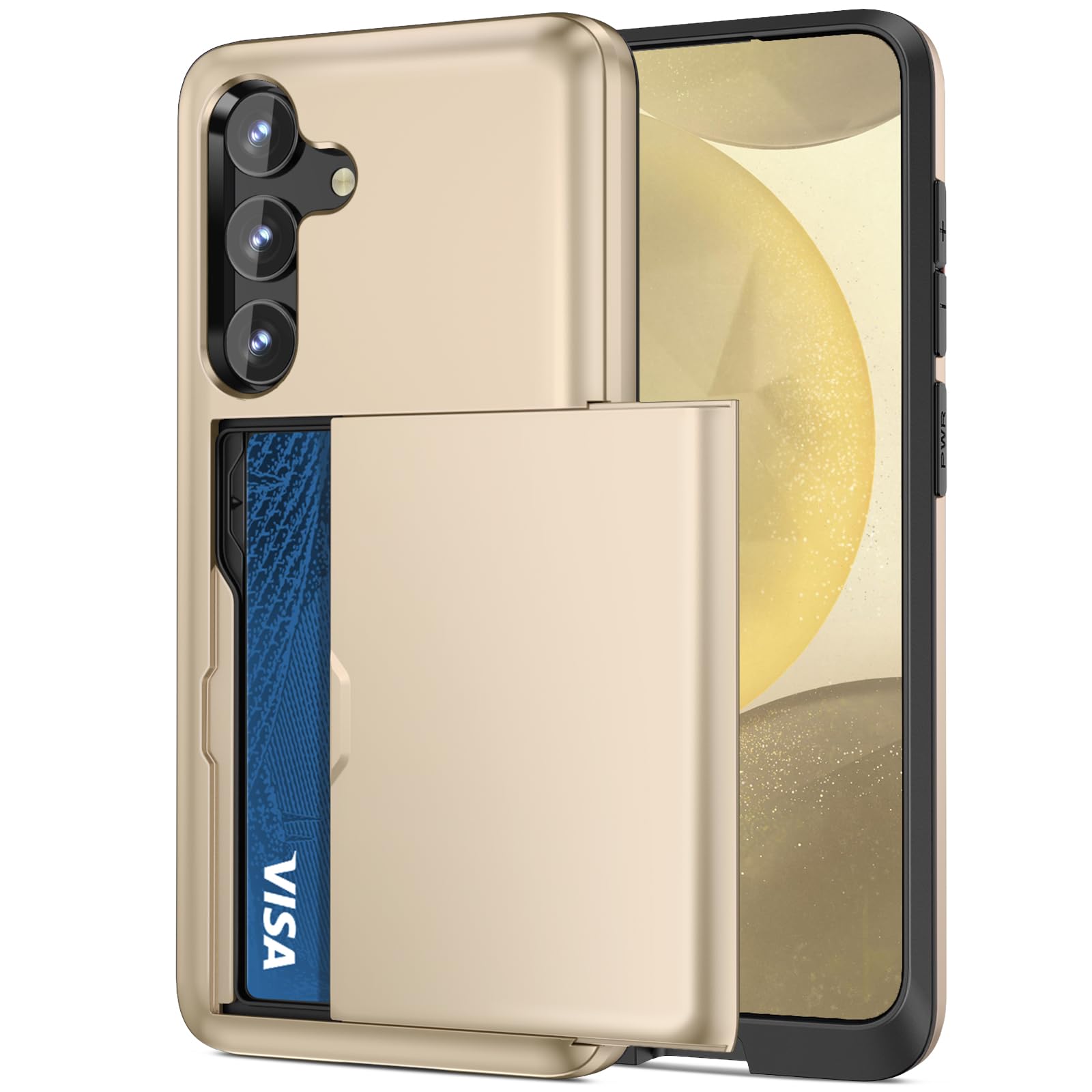 Amazon.com: Jiunai for Samsung S25 S24 Case with Card Holder Wallet Pocket Credit Card License ...