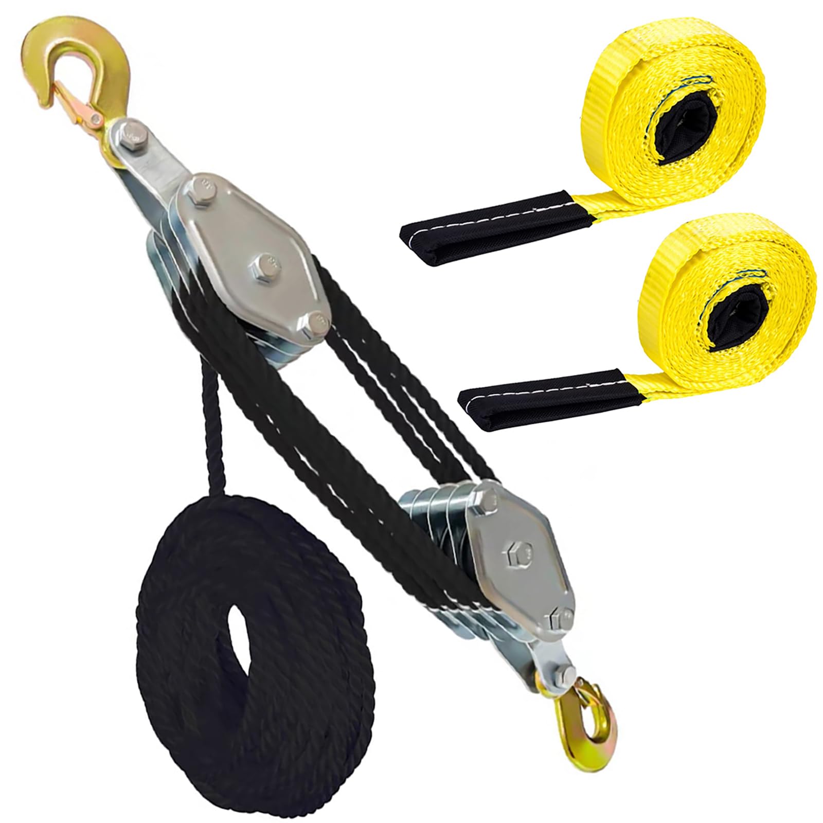 Snapklik.com : 4000LB 65 Feet Rope Hoist Pulley 2 Ton Wheel Block And ...
